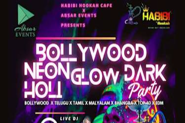Bollywood Neon Glow Dark Holi Party on Mar 15, 2025 at Habibi Hookah ...