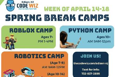 Spring Break Camps Apr 14th-18th at Code Wiz of Edison, Edison, NJ | Indian Event